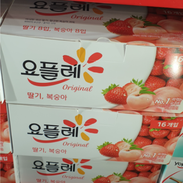 띵굴마켓 : 빙그레 요플레 딸기+복숭아 85g x 16입